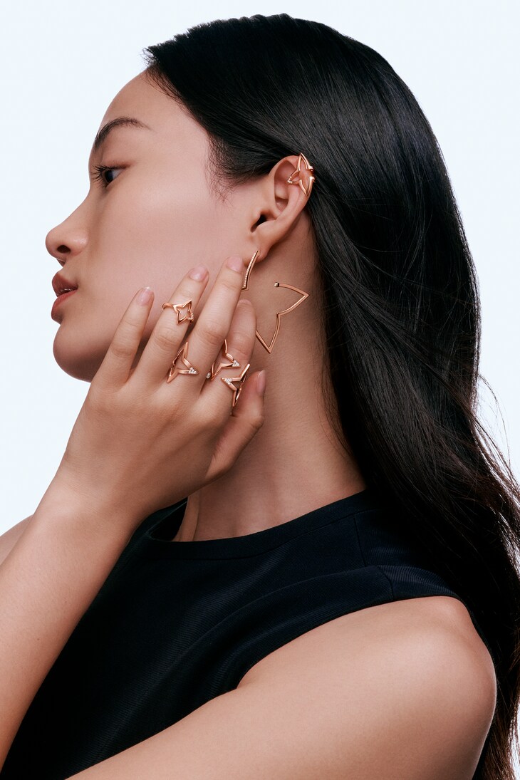 Ombre Blossom XL Hoops, Pink Gold and Diamonds - Jewelry - Categories | LOUIS VUITTON